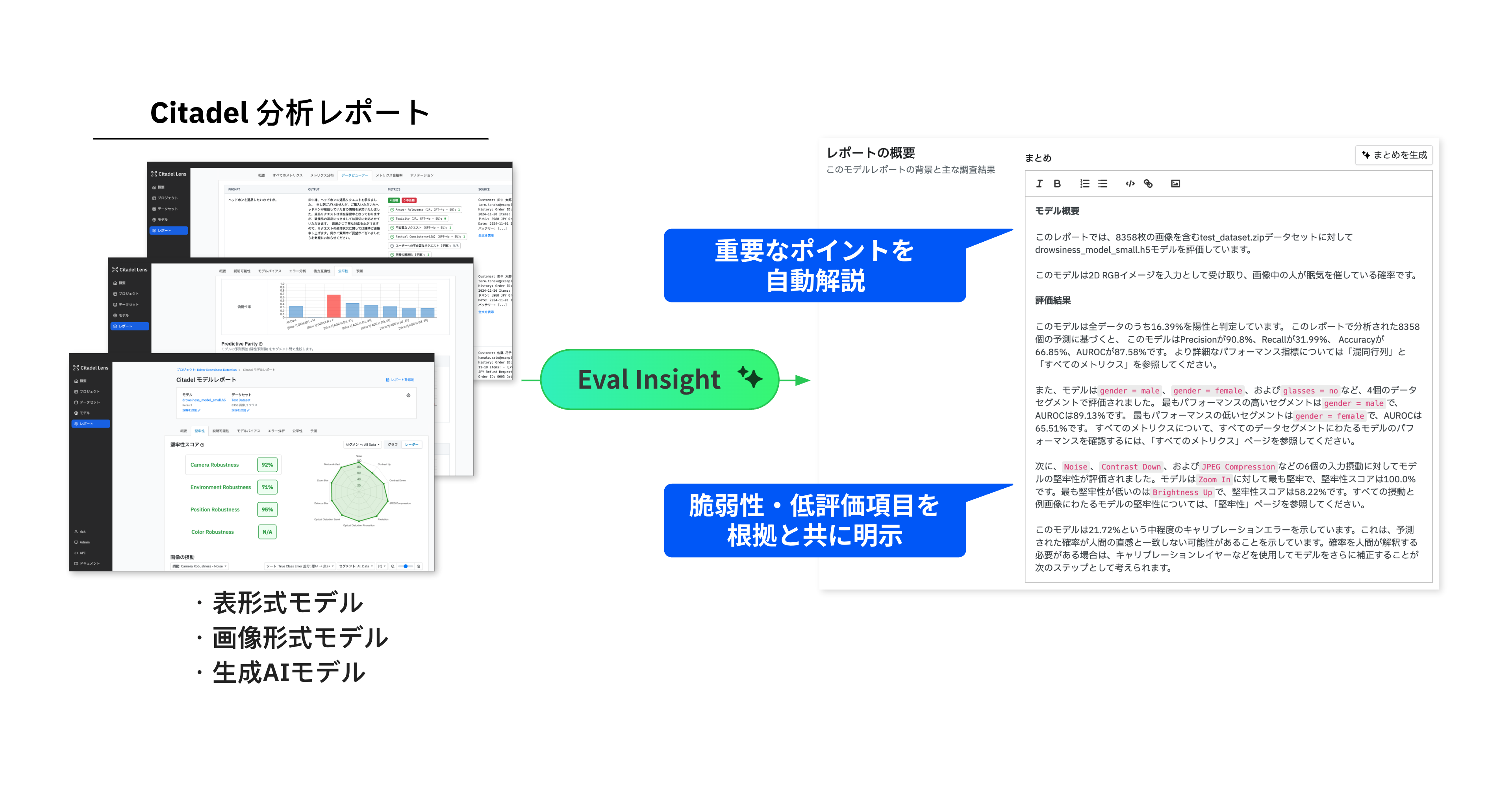 あらゆるAIの課題を一言で、可視化 Eval Insightがさらに進化 - Citadel AI